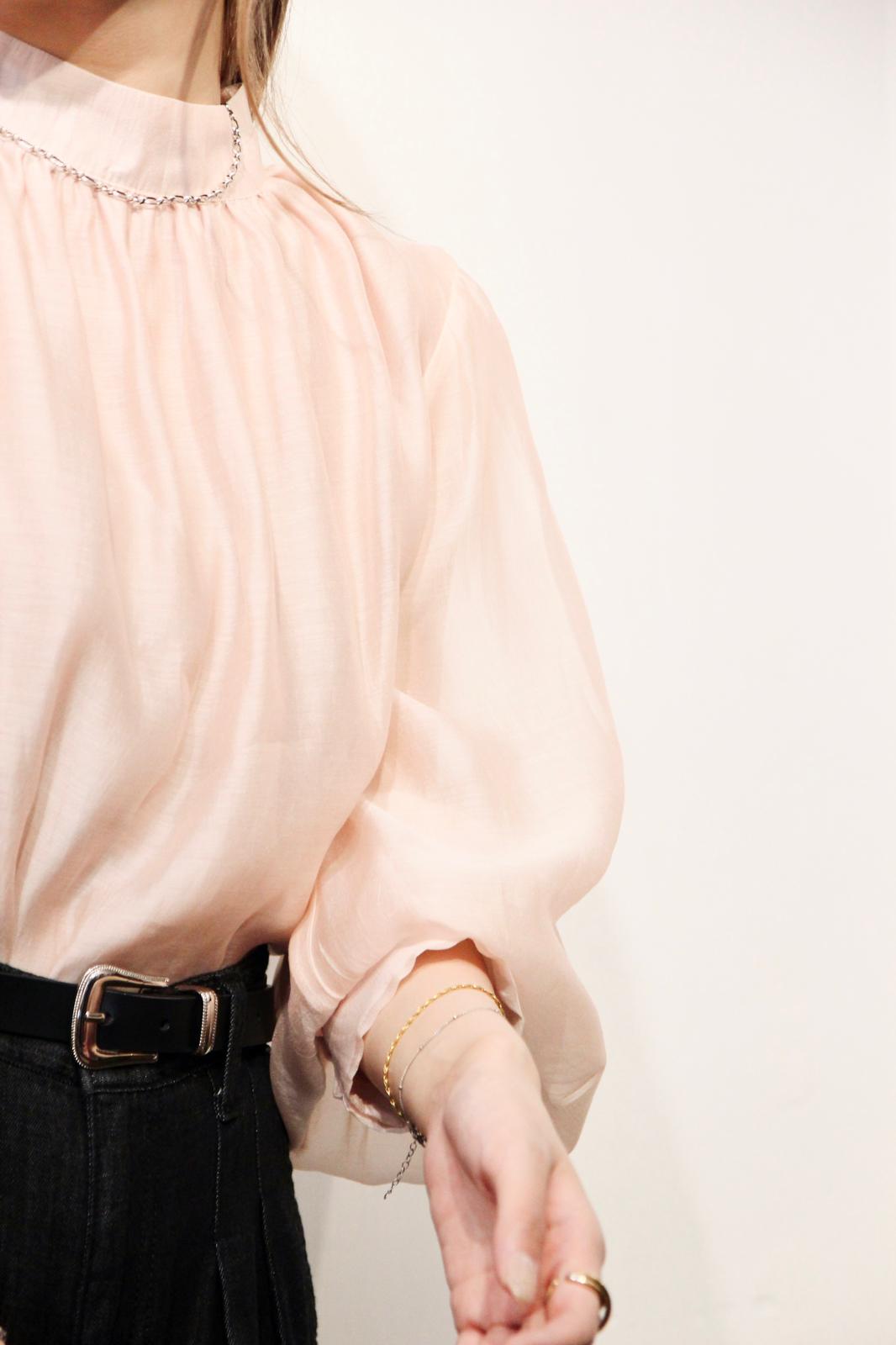 Sheer pink long-sleeves blouse – Aurora Studio